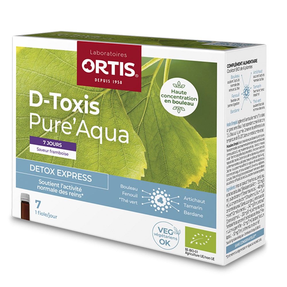 Ortis D-Tox Pure'Aqua Sabor frambuesa 7 frascos de 15 ml - Easypara