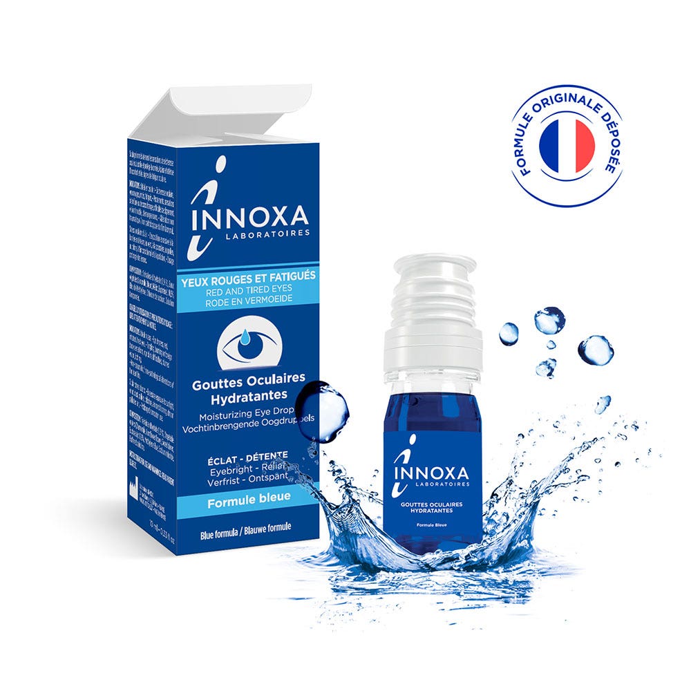 Innoxa Colirio hidratante para ojos rojos y cansados Fórmula azul 10 ml - Easypara