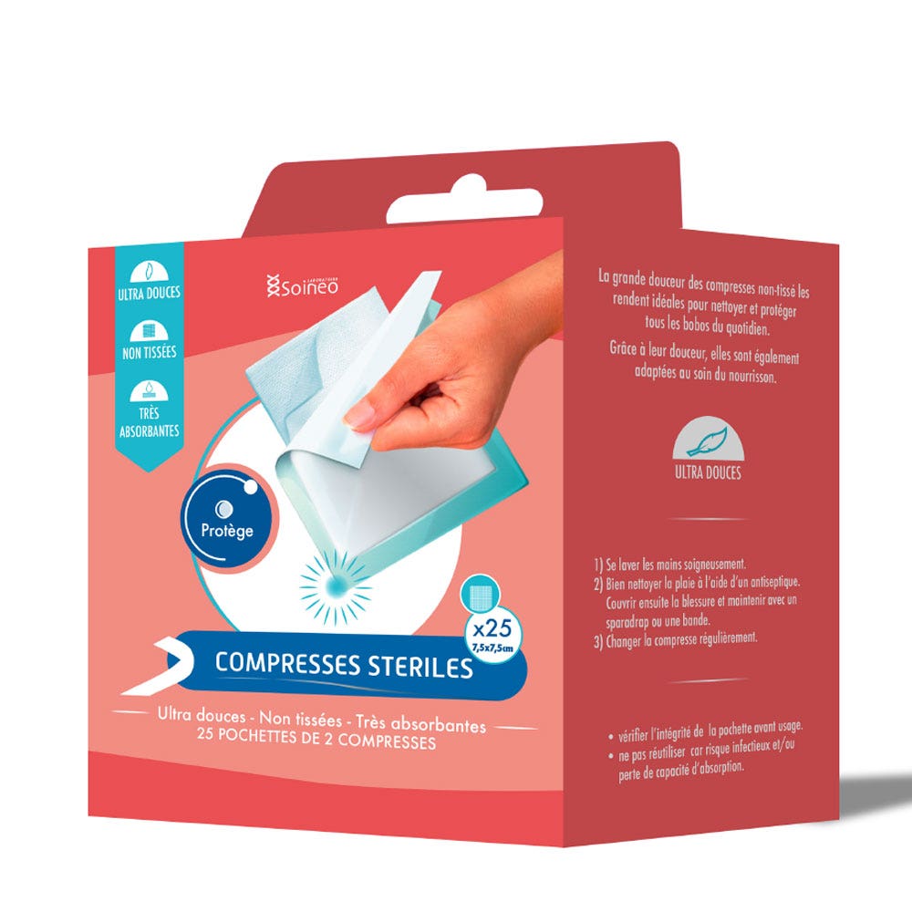 Soineo Compresas estériles no tejidas 7,5x7,5cm x25 - Easypara