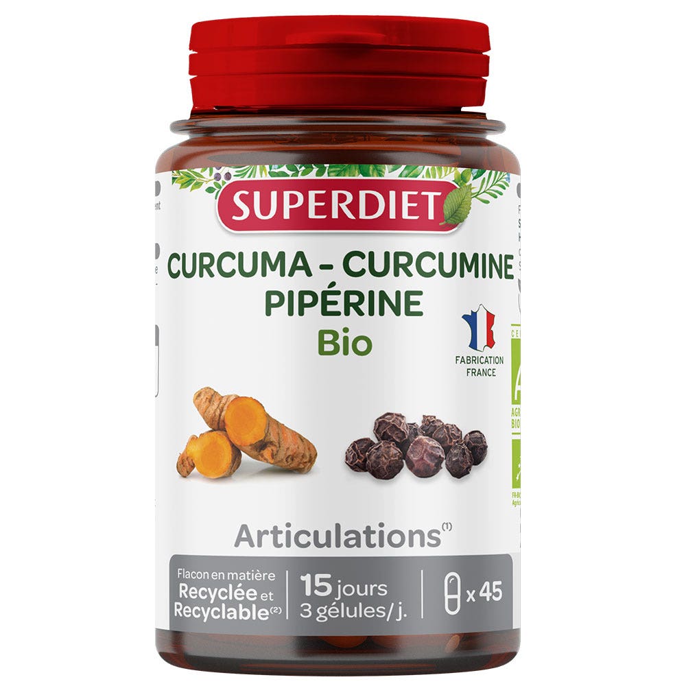 Superdiet Cúrcuma Curcumina Piperina 45 cápsulas - Easypara