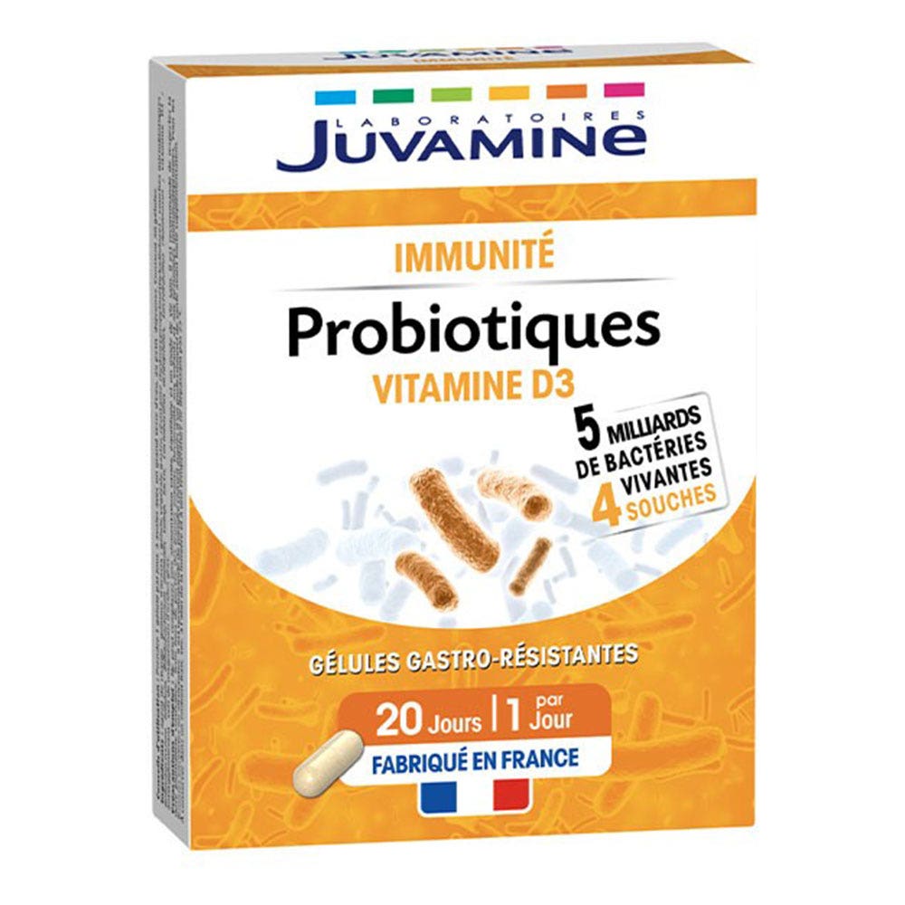 Juvamine Inmunidad Probióticos Vitamina D3 20 cápsulas - Easypara