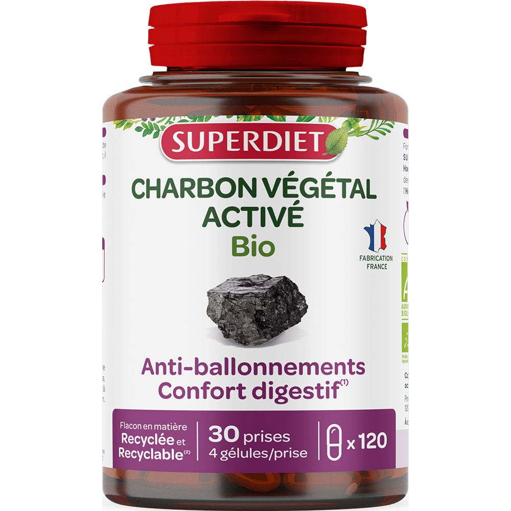 Superdiet Carbón vegetal Bio Activo 120 cápsulas - Easypara