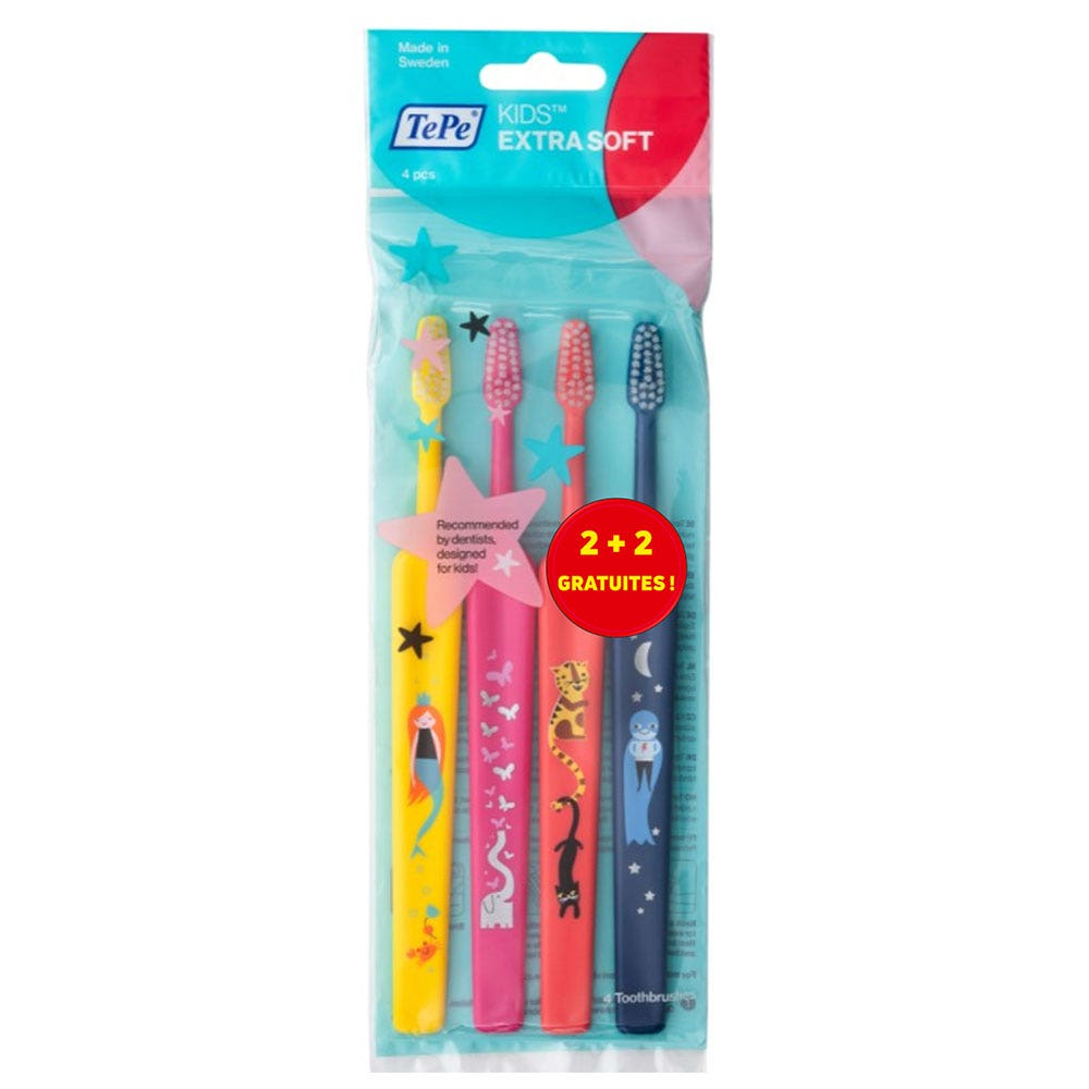 TePe Extra Soft Cepillos de dientes suaves Kid x4 - Easypara