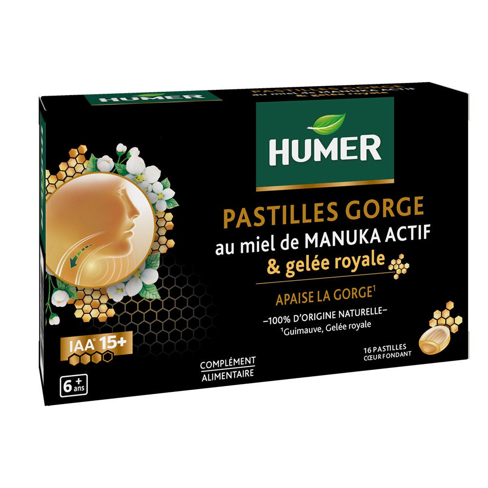 Humer Pastillas de miel de manuka para la garganta jalea real 16 ...