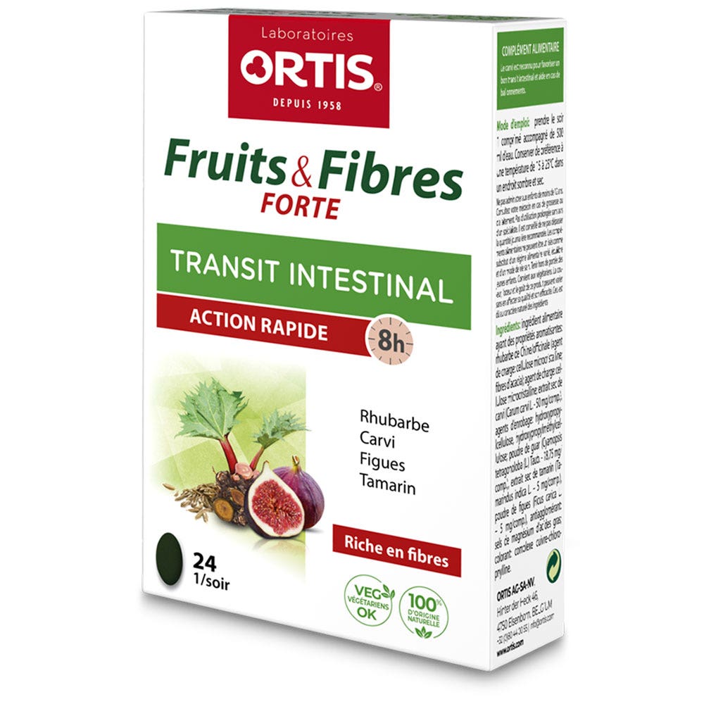 Ortis Frutas y fibras Favorecen el tránsito intestinal 24 comprimidos ...