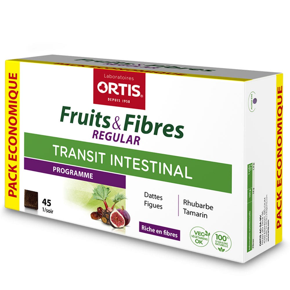 Ortis Frutas y fibras Tránsito intestinal regular 45 Cubos - Easypara