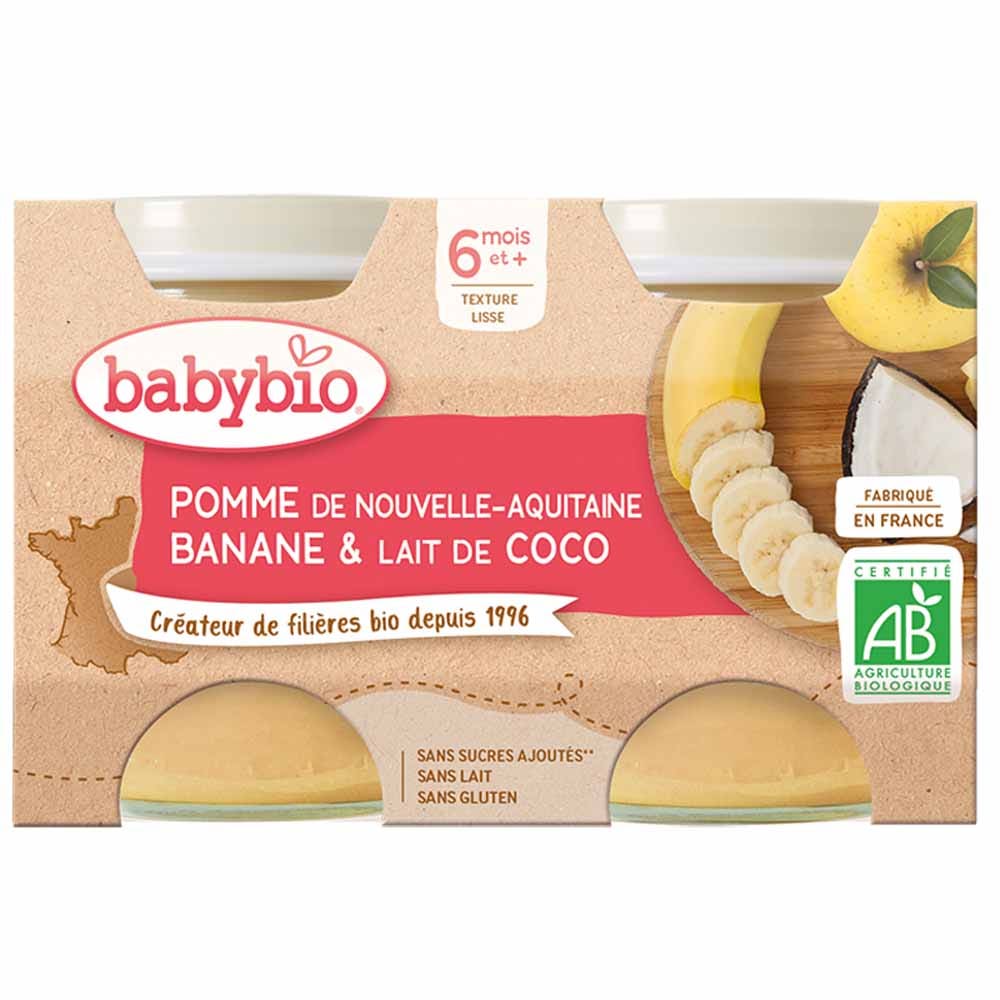 Babybio Potitos de frutas bio a partir de 6 meses 2x130g - Easypara