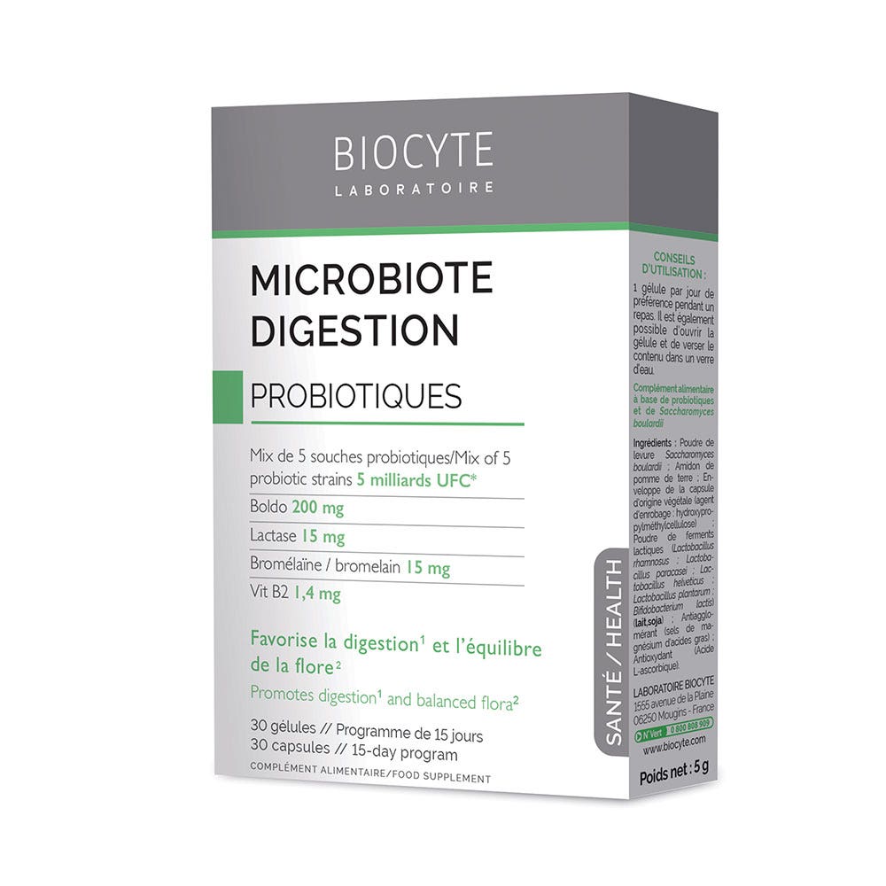 Biocyte Salud Microbiota Digestión Probióticos 30 cápsulas - Easypara