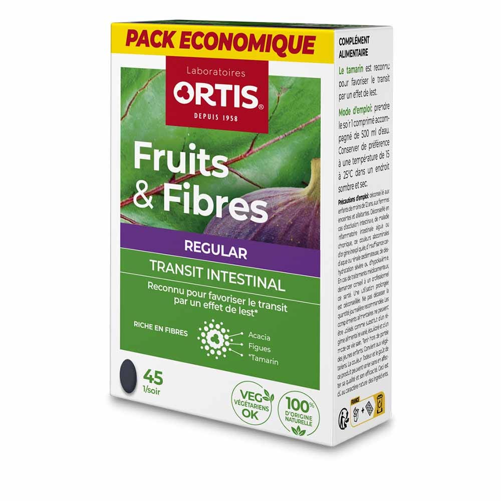 Ortis Frutas Y Fibras Tránsito Intestinal Regular 45 Comprimidos - Easypara