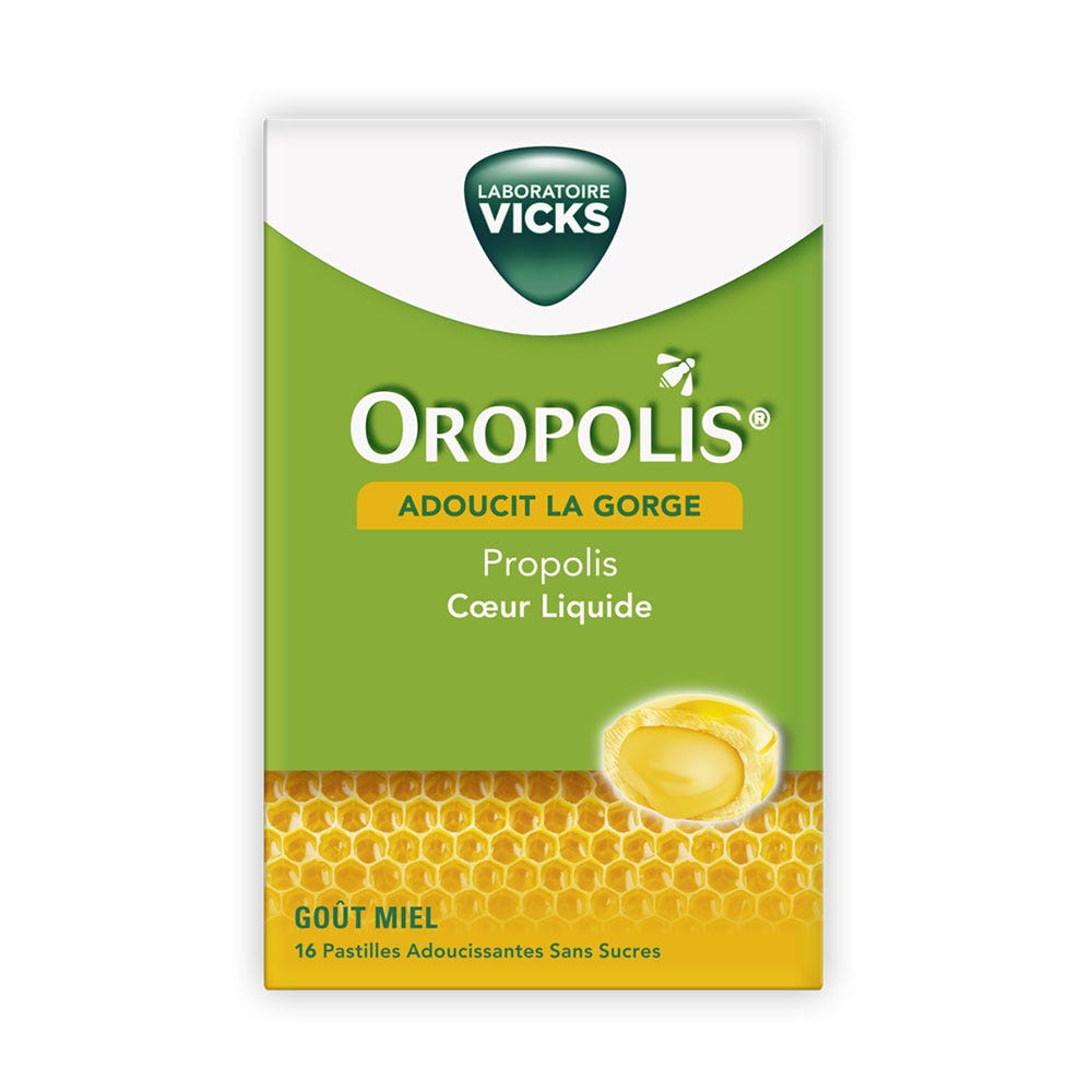 Vicks Propolis Oropolis Corazón Líquido Sabor a miel 16 comprimidos ...