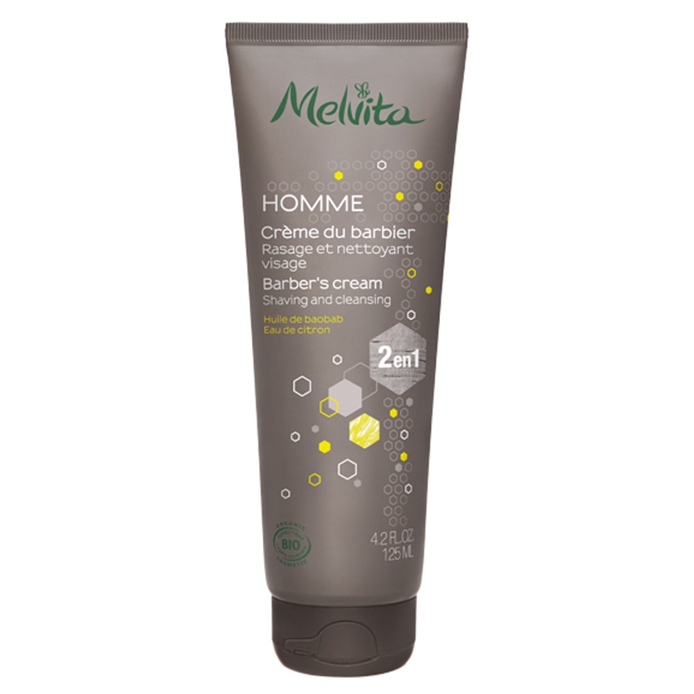 Melvita Crema de barbero 2 en 1 afeitado y limpieza facial bio 125 ml ...