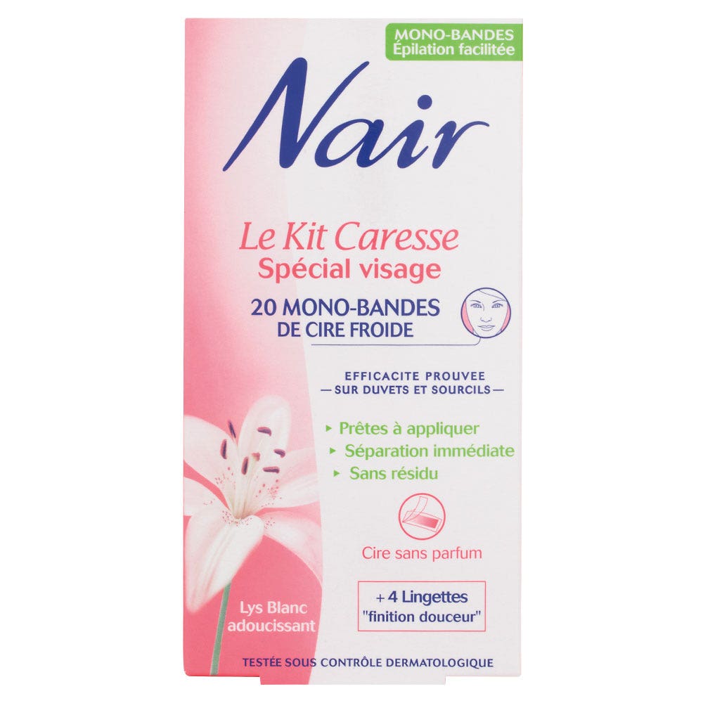 Nair Kit Especial Caricias Faciales 20 Bandas mono + 4 toallitas - Easypara