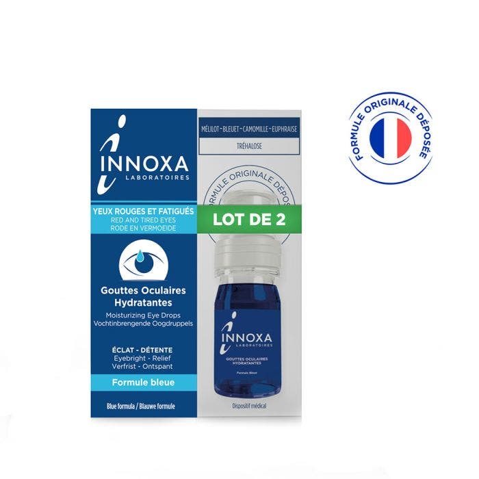 Colirio hidratante para ojos rojos y cansados 2x10ml-Fórmula azul Innoxa - Easypara